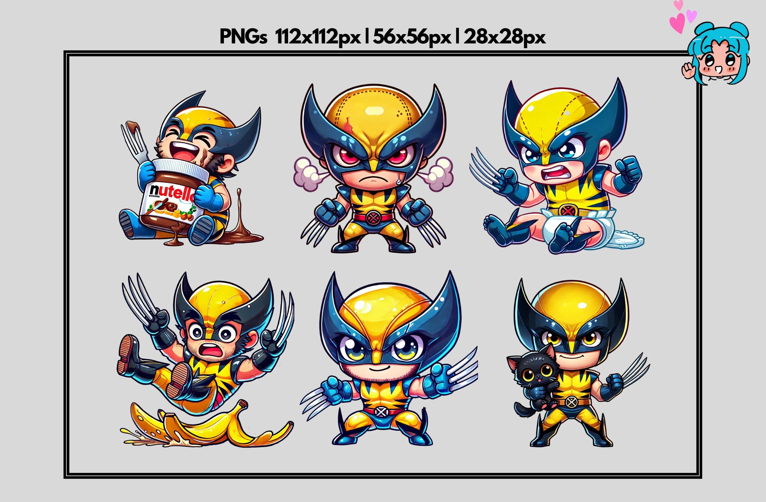 12 Twitch Emotes Wolverine Pt3 | Emotes Twitch | Chibi Emotes | Text ...