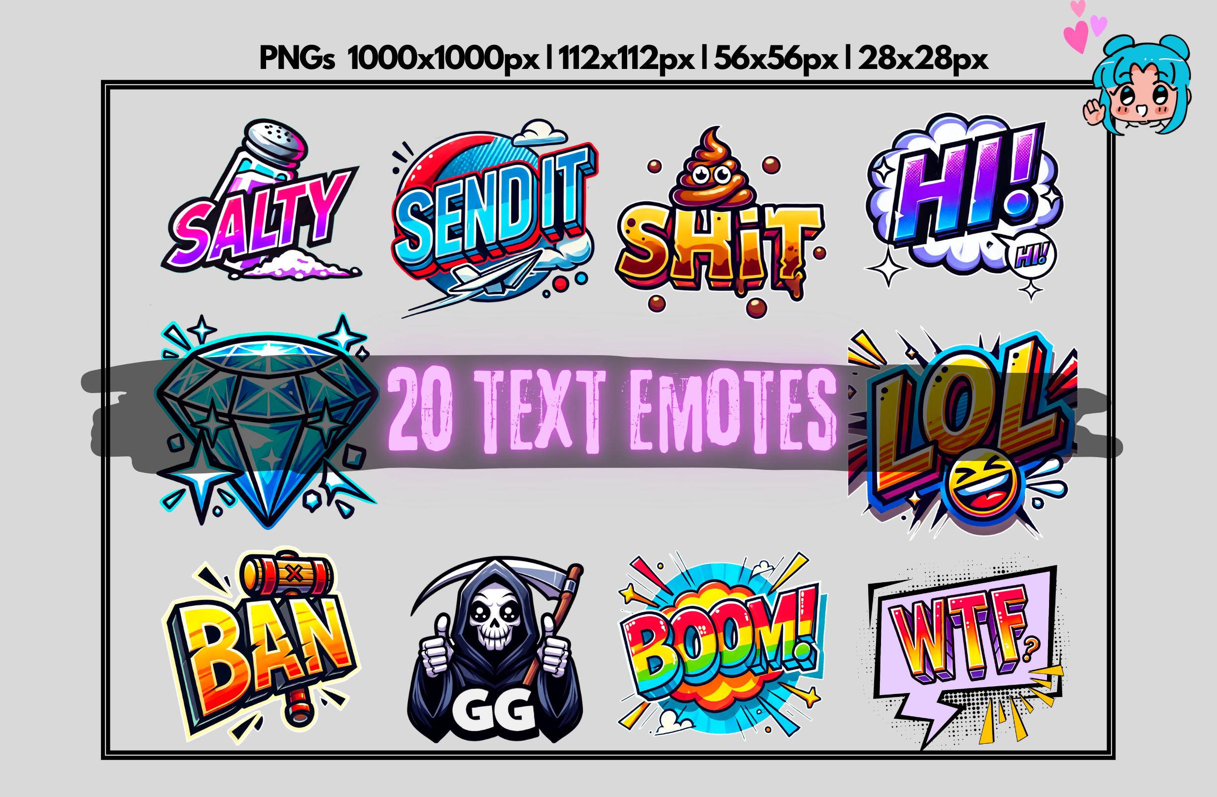 20 Twitch Emotes | Text Emotes | Twitch Emotes Pack | Emotes Twitch ...