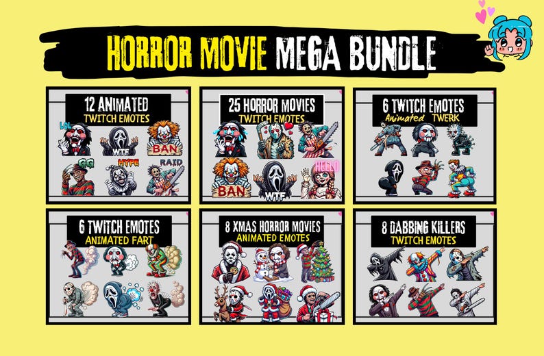 65 Animated Horror Twitch Emotes Halloween Killer Emotes Pack Movie ...