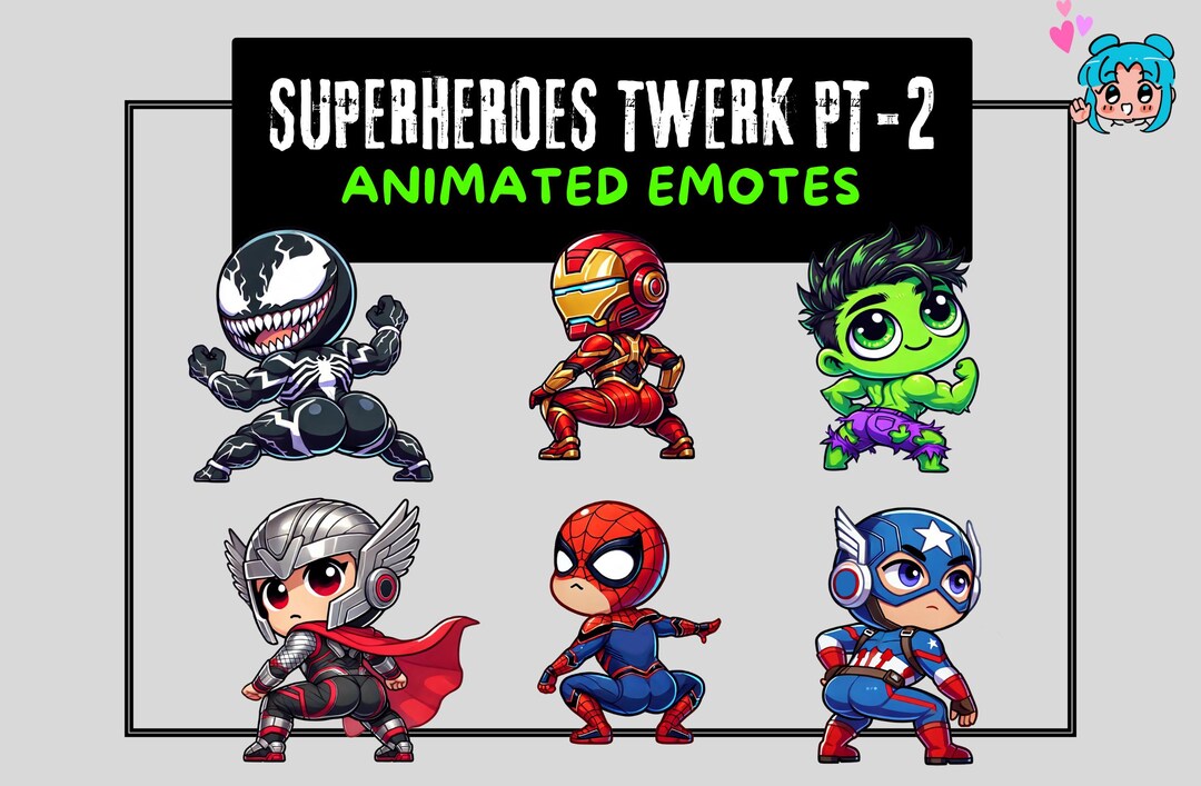 Superhero Twerk Animated Emotes: Twitch & Discord Streamer Emotes - Etsy
