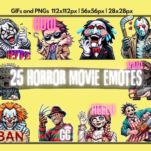 65 Animated Horror Twitch Emotes | Halloween Killer Emotes Pack | Movie ...
