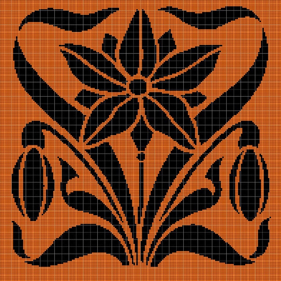 Orange Flower Silhouette Cross Stitch Pattern in Pdf - Etsy