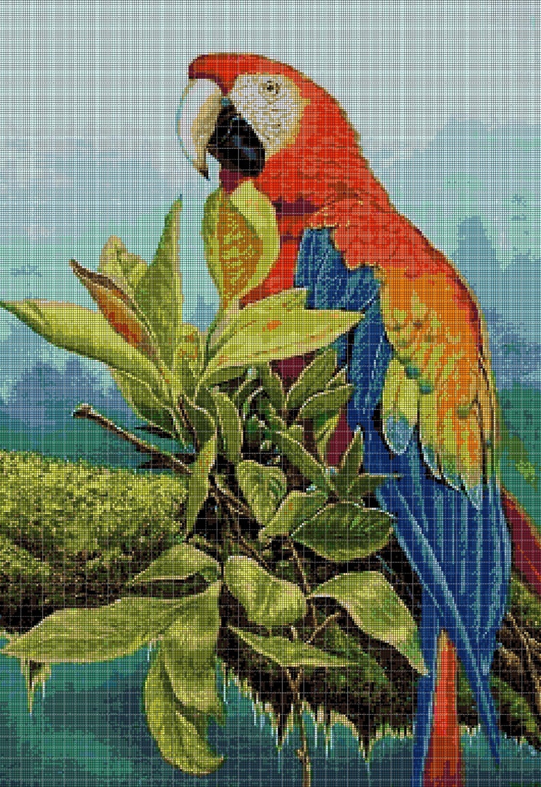 Parrot Cross Stitch Pattern in Pdf DMC - Etsy