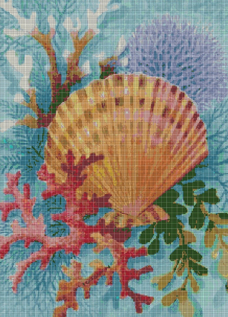 Corals and Shells Cross Stitch Pattern in Pdf DMC - Etsy