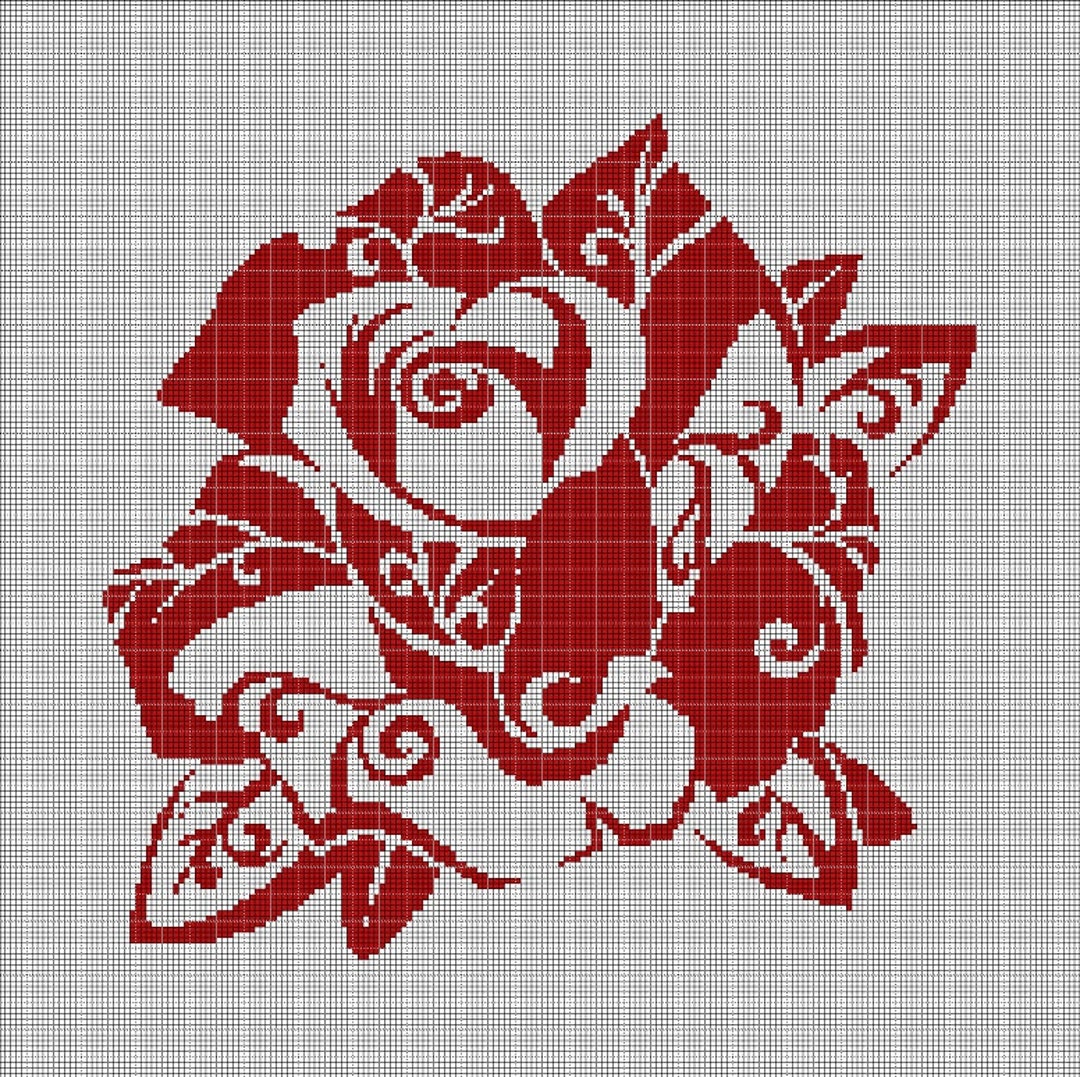Red Rose Silhouette Cross Stitch Pattern in Pdf - Etsy