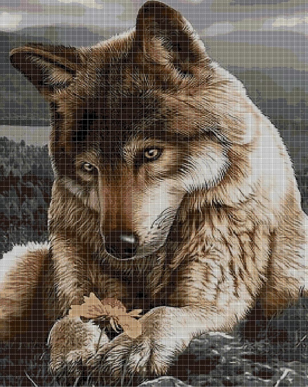 Wolf Cross Stitch Pattern in Pdf DMC - Etsy