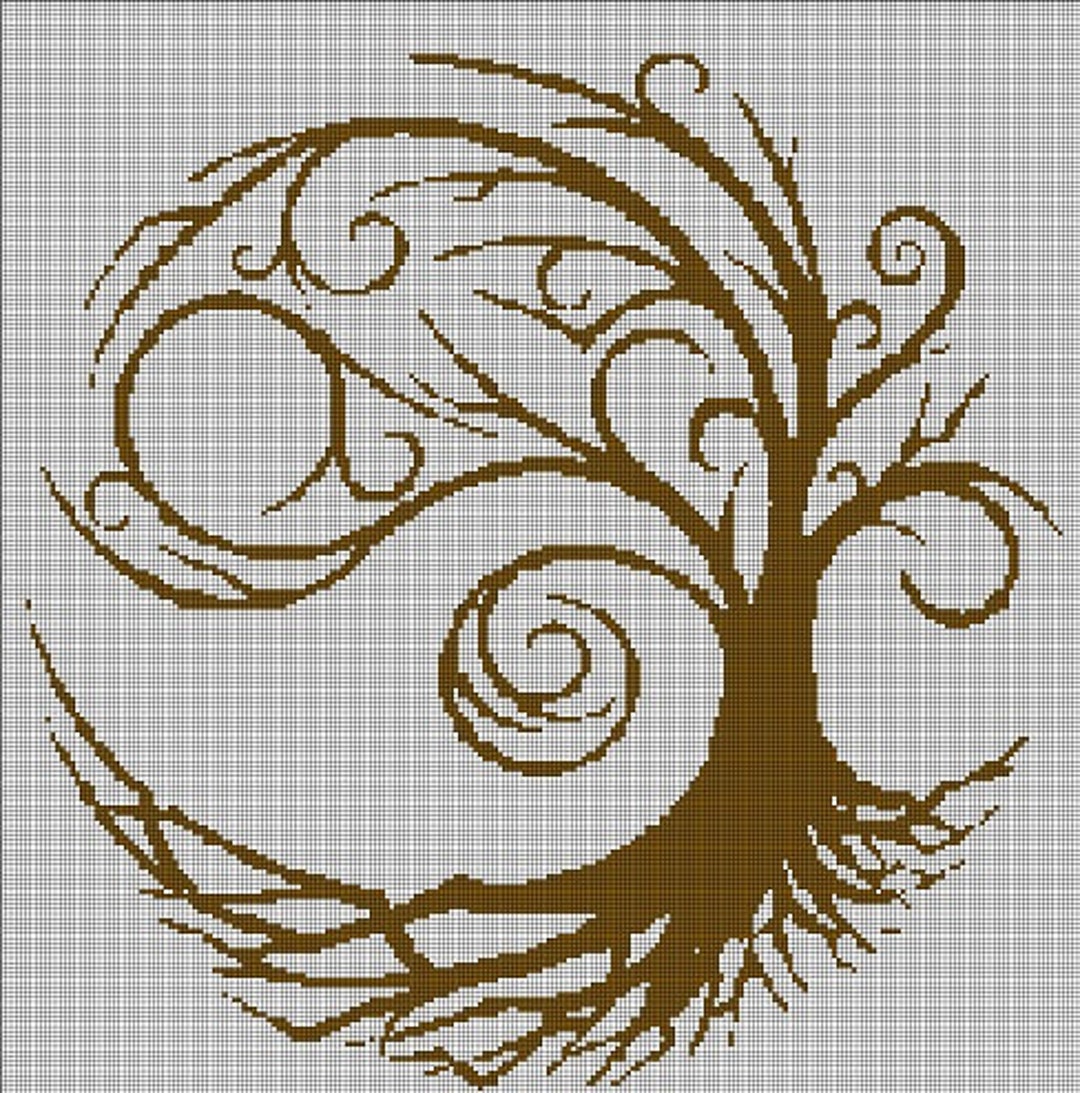 Celtic Tree Silhouette Cross Stitch Pattern in Pdf - Etsy