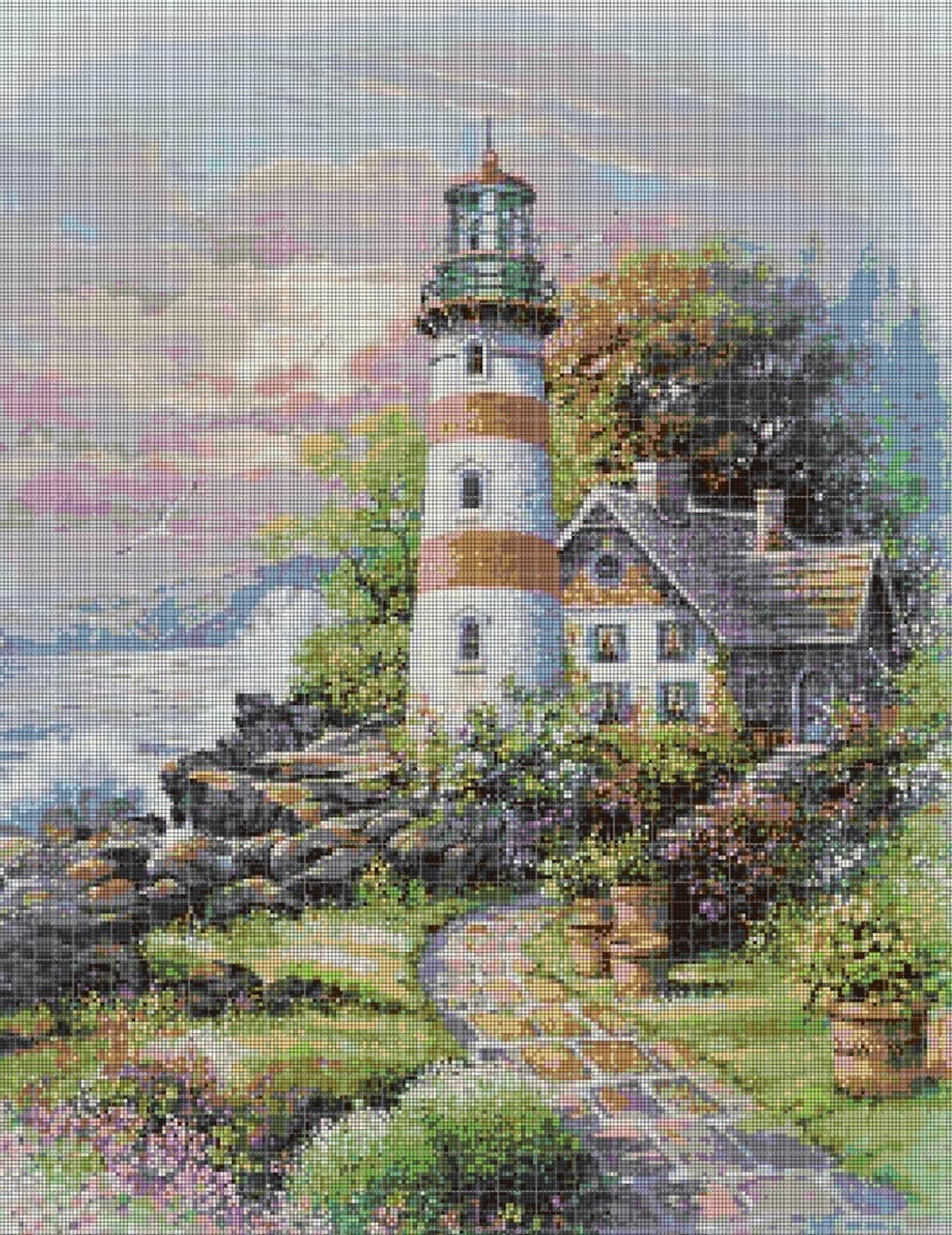 Lighthouse Cross Stitch Pattern in Pdf DMC - Etsy