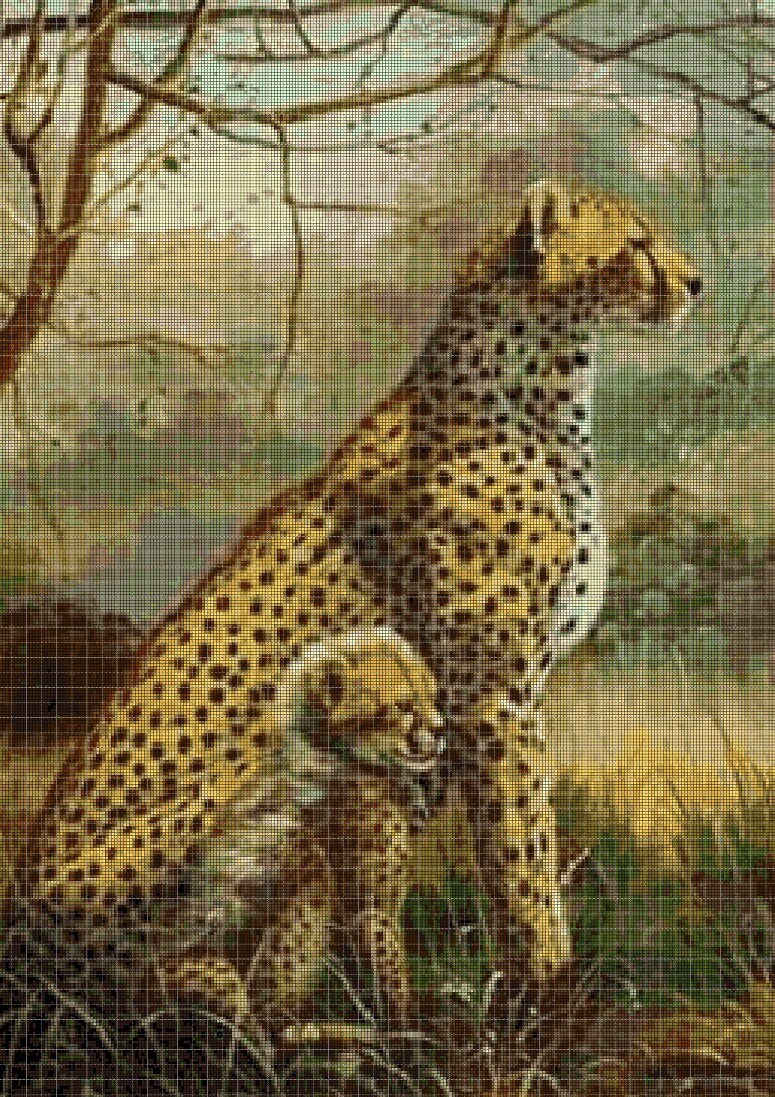 Cheetah Cross Stitch Pattern in Pdf DMC - Etsy