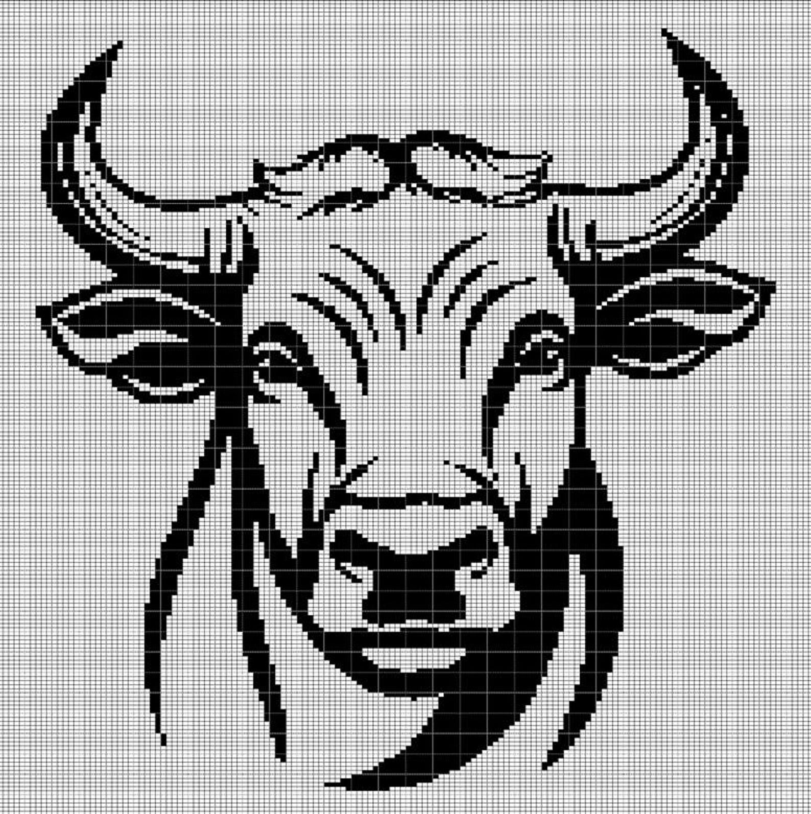 CROCHET! Cow Head 2 Crochet Afghan Pattern Graph - Etsy