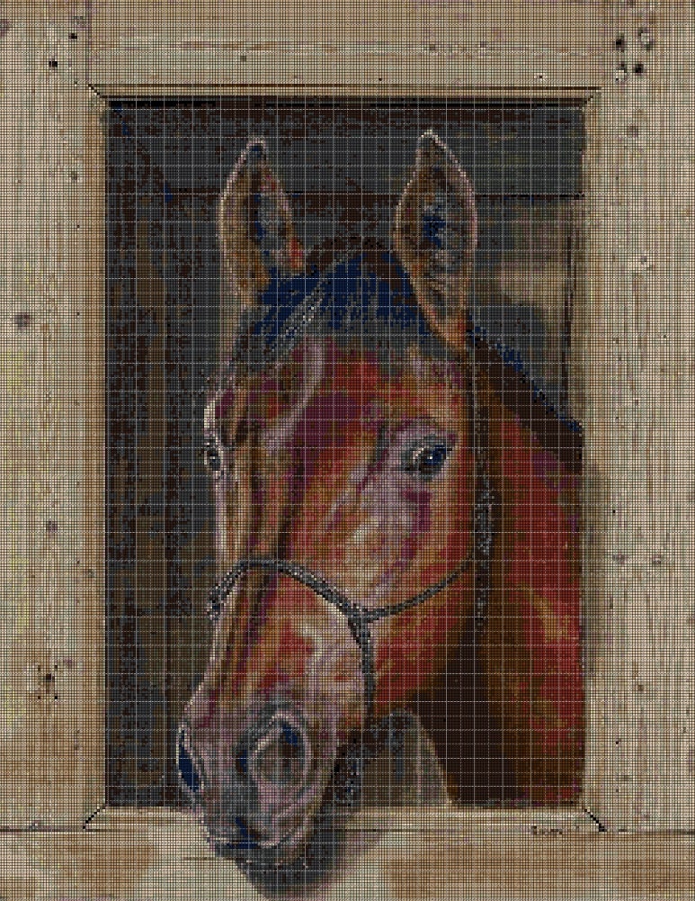 Horse Head Cross Stitch Pattern in Pdf DMC - Etsy