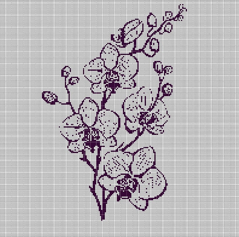 Purple Orchid Silhouette Cross Stitch Pattern in Pdf - Etsy