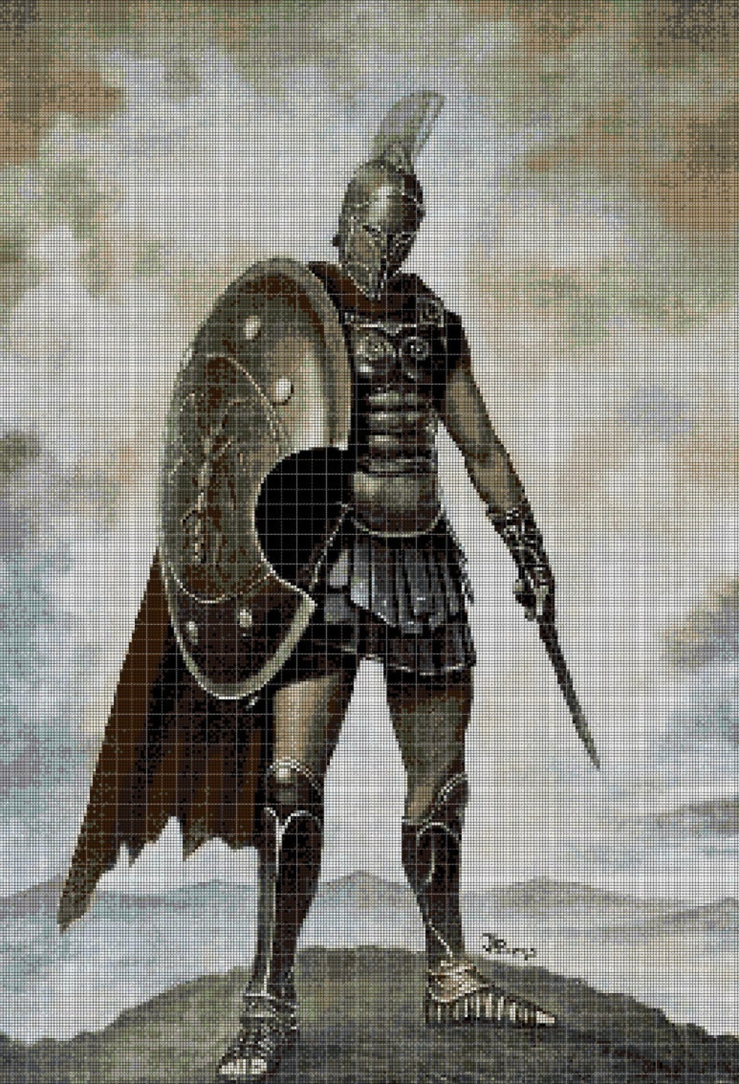 Spartan Warrior Cross Stitch Pattern in Pdf DMC - Etsy