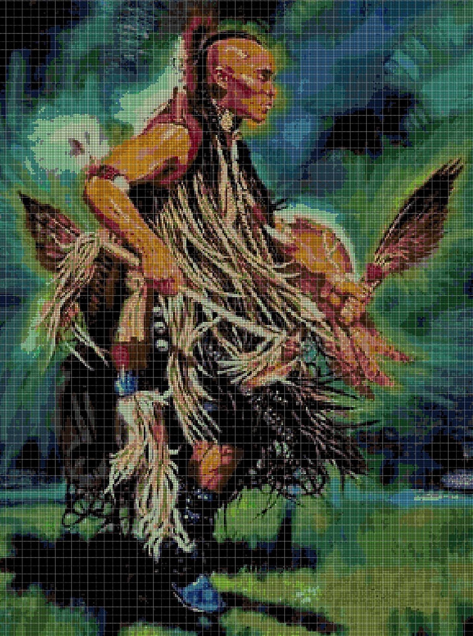 Cherokee Indian Fighting Dance Cross Stitch Pattern in Pdf DMC - Etsy