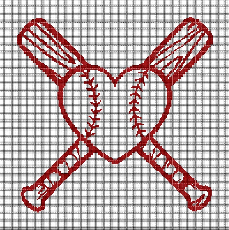 Baseball Love Cross Stitch Pattern in Pdf - Etsy
