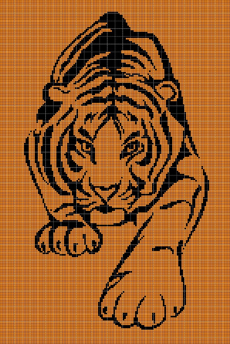 Tiger Silhouette Cross Stitch Pattern in Pdf - Etsy
