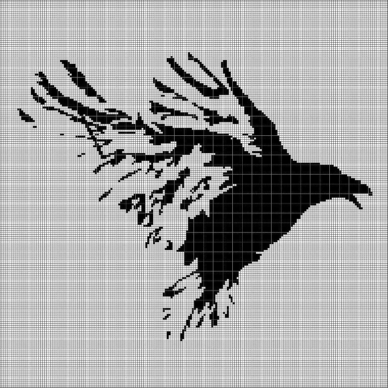 Raven 2 Silhouette Cross Stitch Pattern in Pdf - Etsy