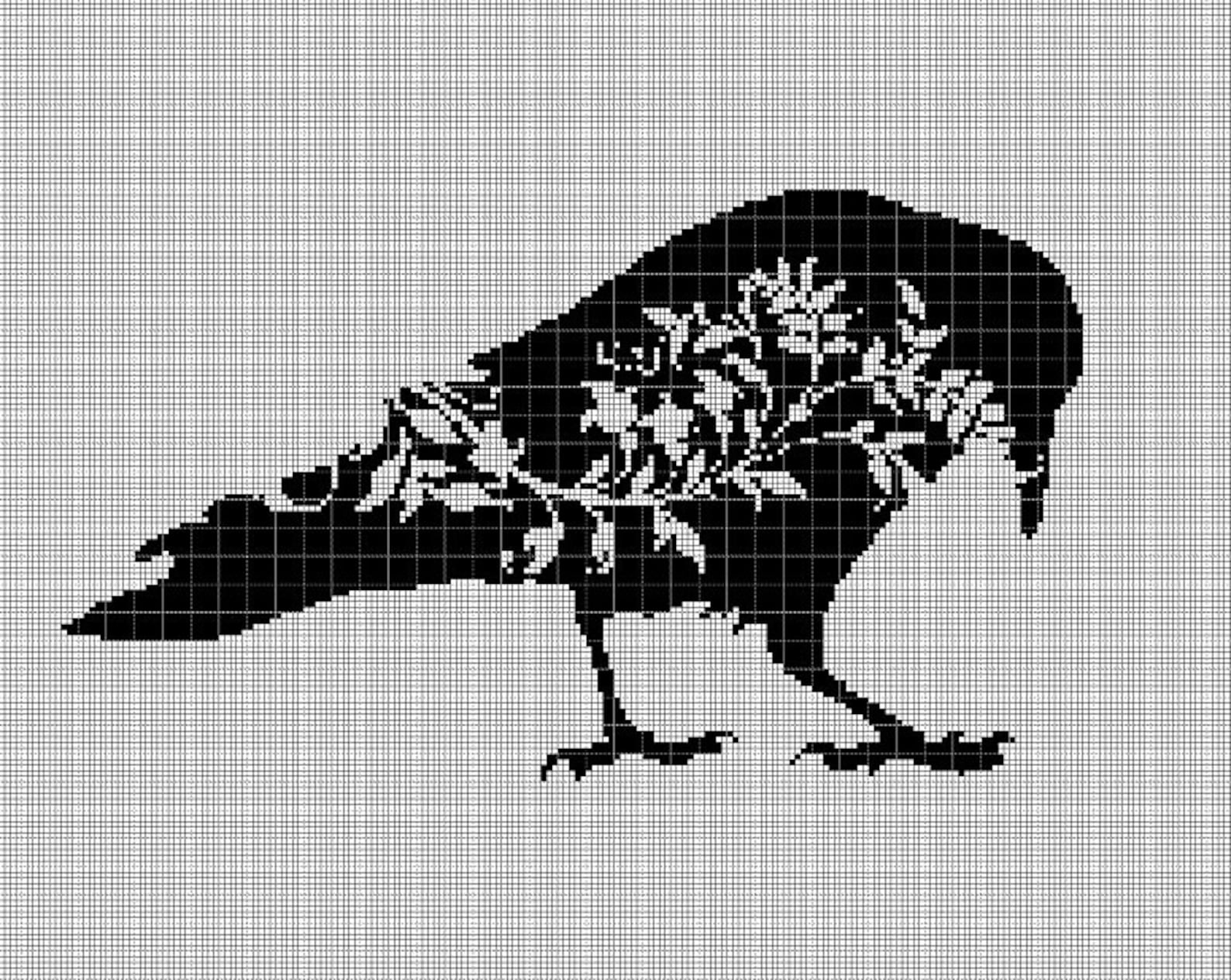 Art Raven Silhouette Cross Stitch Pattern in Pdf - Etsy