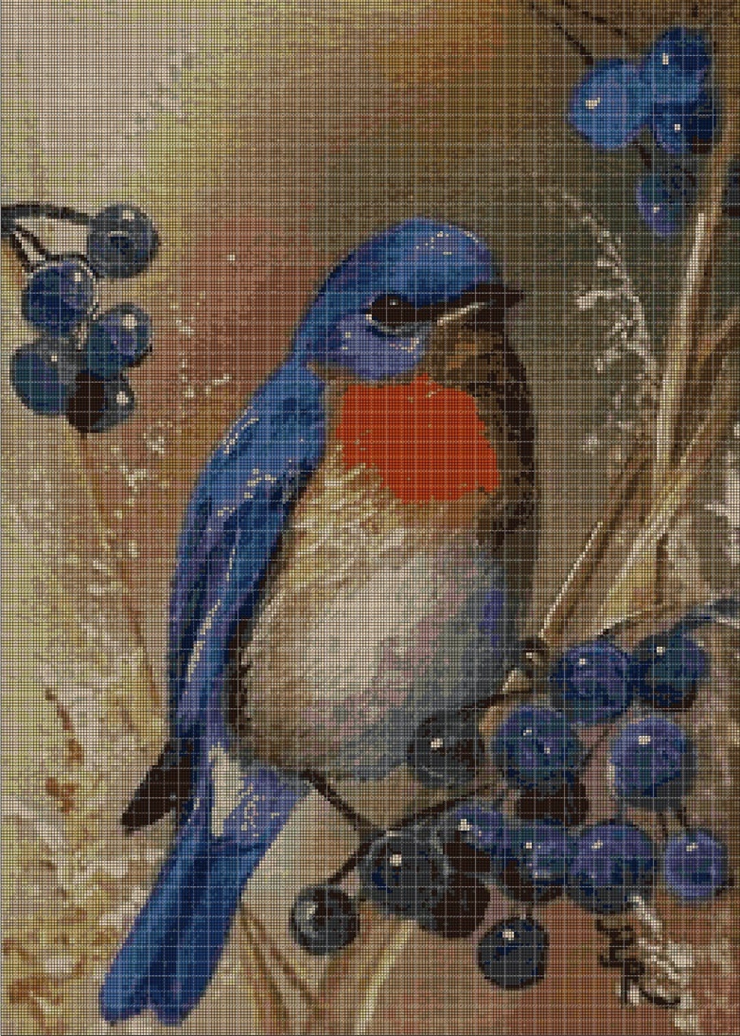 Blue Bird Cross Stitch Pattern in Pdf DMC - Etsy