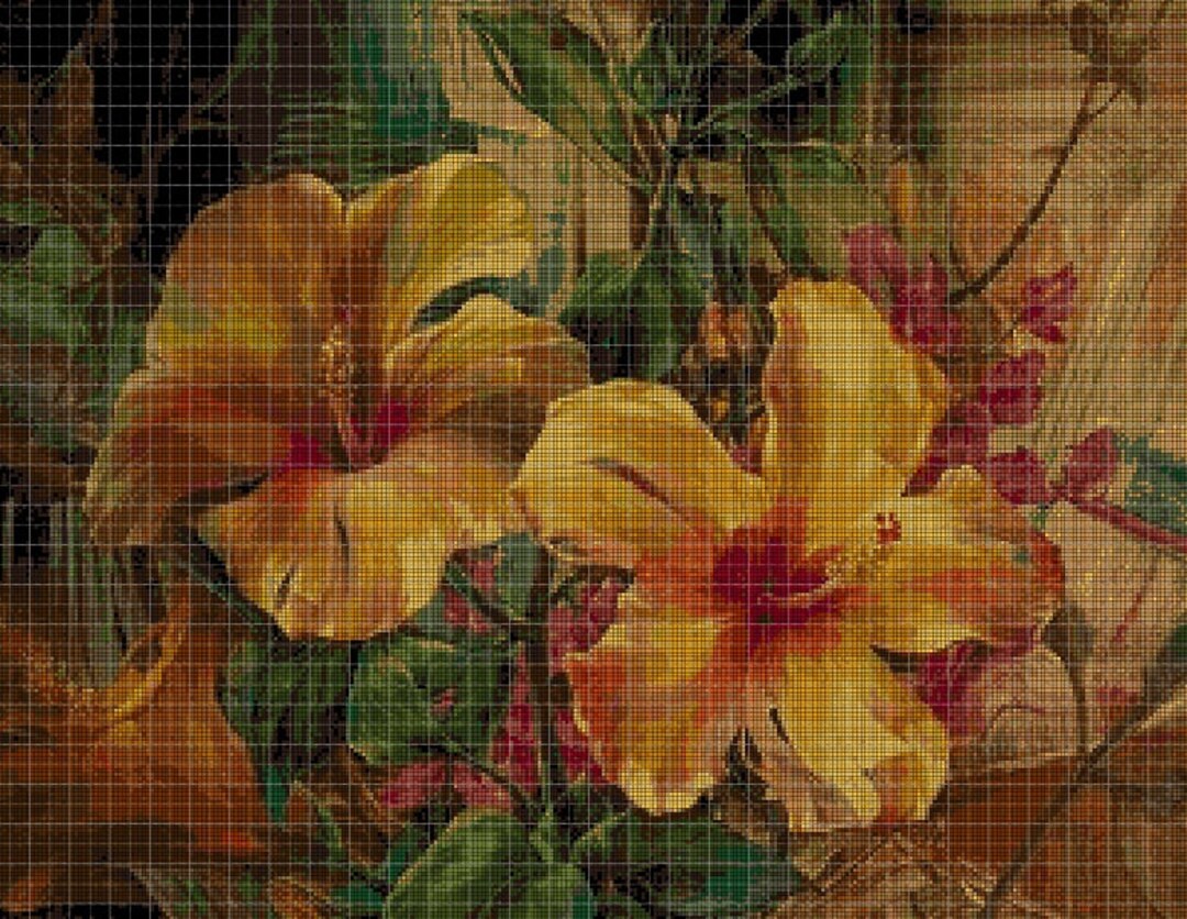 Yellow Hibiscus Cross Stitch Pattern in Pdf DMC - Etsy
