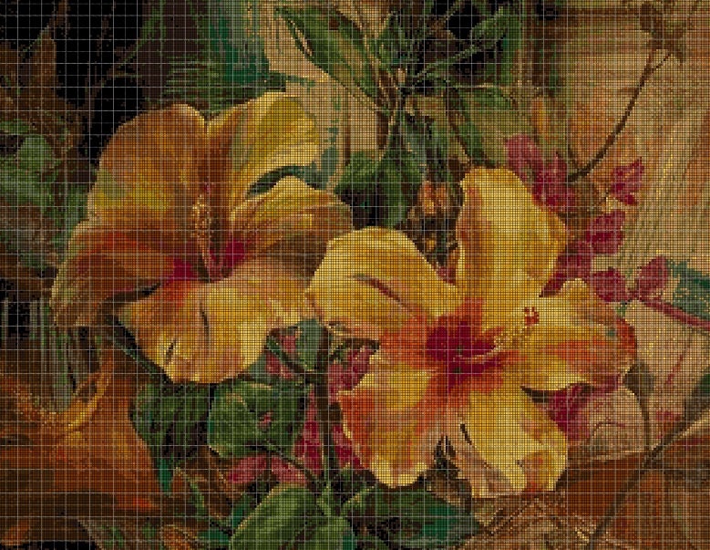 Yellow Hibiscus Cross Stitch Pattern in Pdf DMC - Etsy