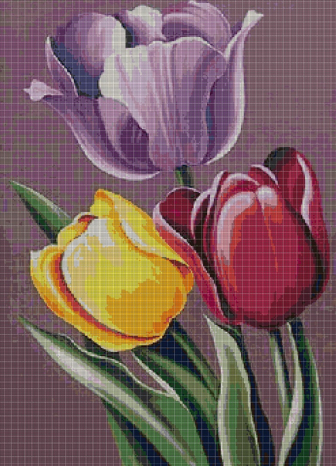 Tulips 2 Cross Stitch Pattern in Pdf DMC - Etsy