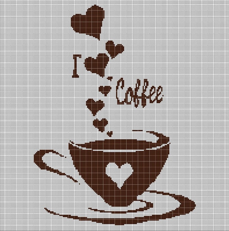 I Love Coffee Silhouette Cross Stitch Pattern in Pdf - Etsy