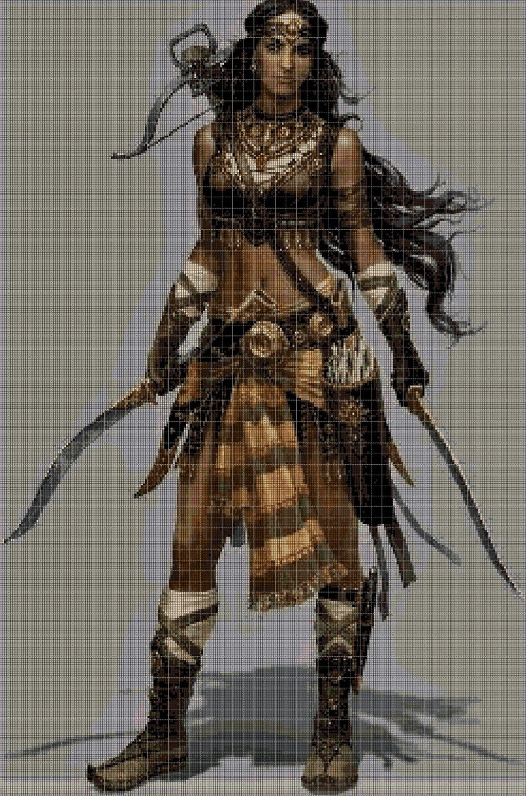 Asfari Woman Warrior Cross Stitch Pattern in Pdf DMC - Etsy