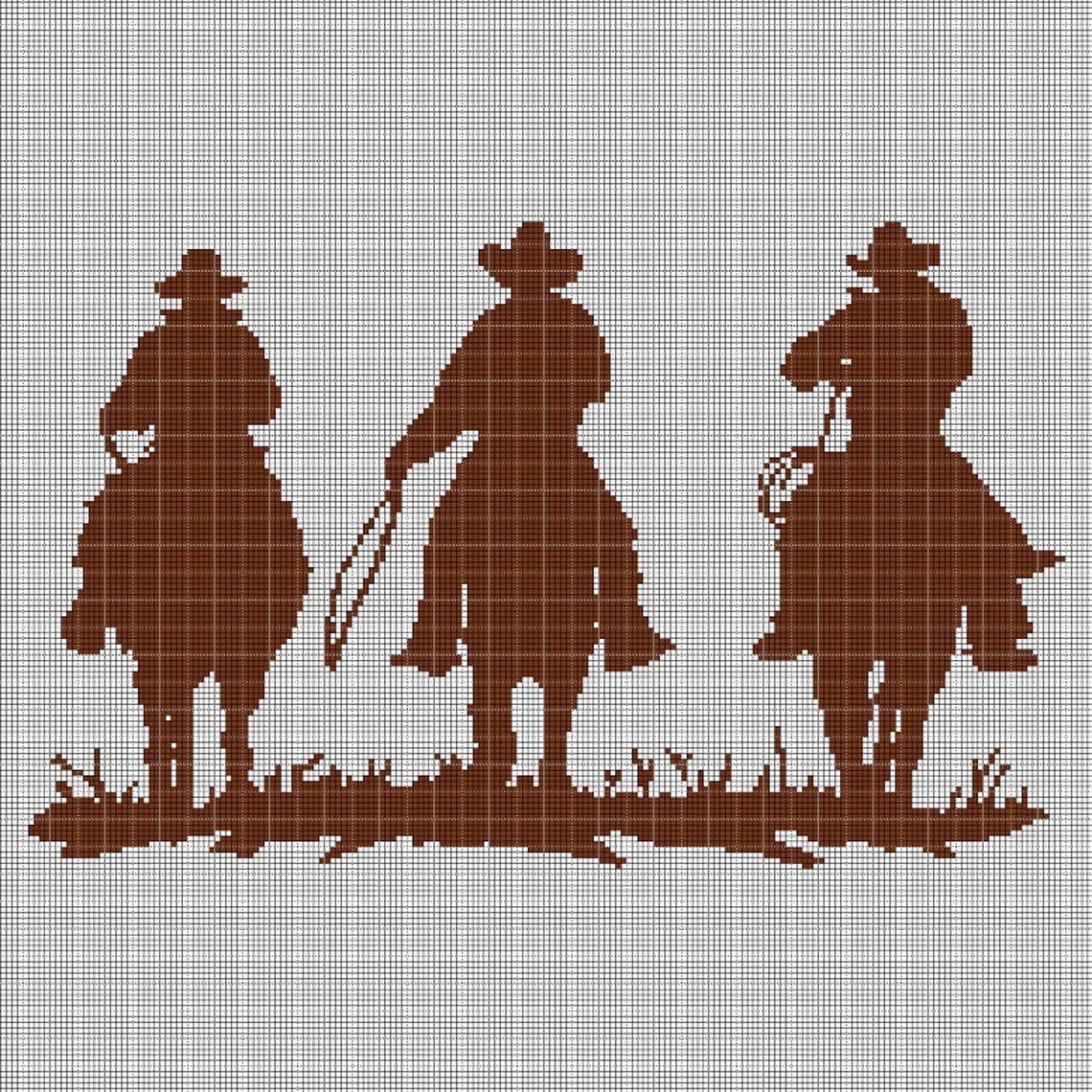 Cowboys Silhouette Cross Stitch Pattern in Pdf - Etsy