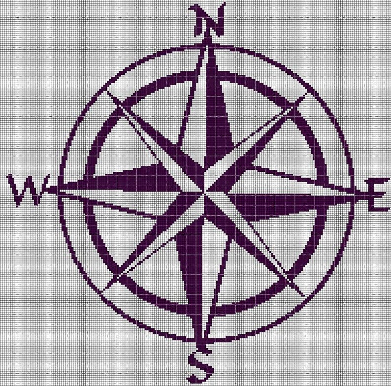 Compass Silhouette Cross Stitch Pattern in Pdf - Etsy