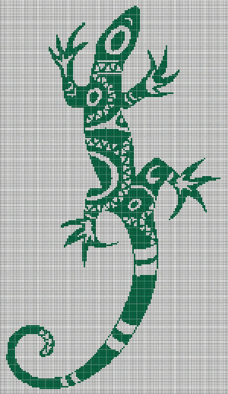 Tribal Lizard 2 Silhouette Cross Stitch Pattern in Pdf - Etsy