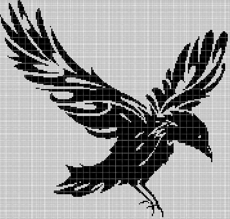 Raven Silhouette Cross Stitch Pattern in Pdf - Etsy