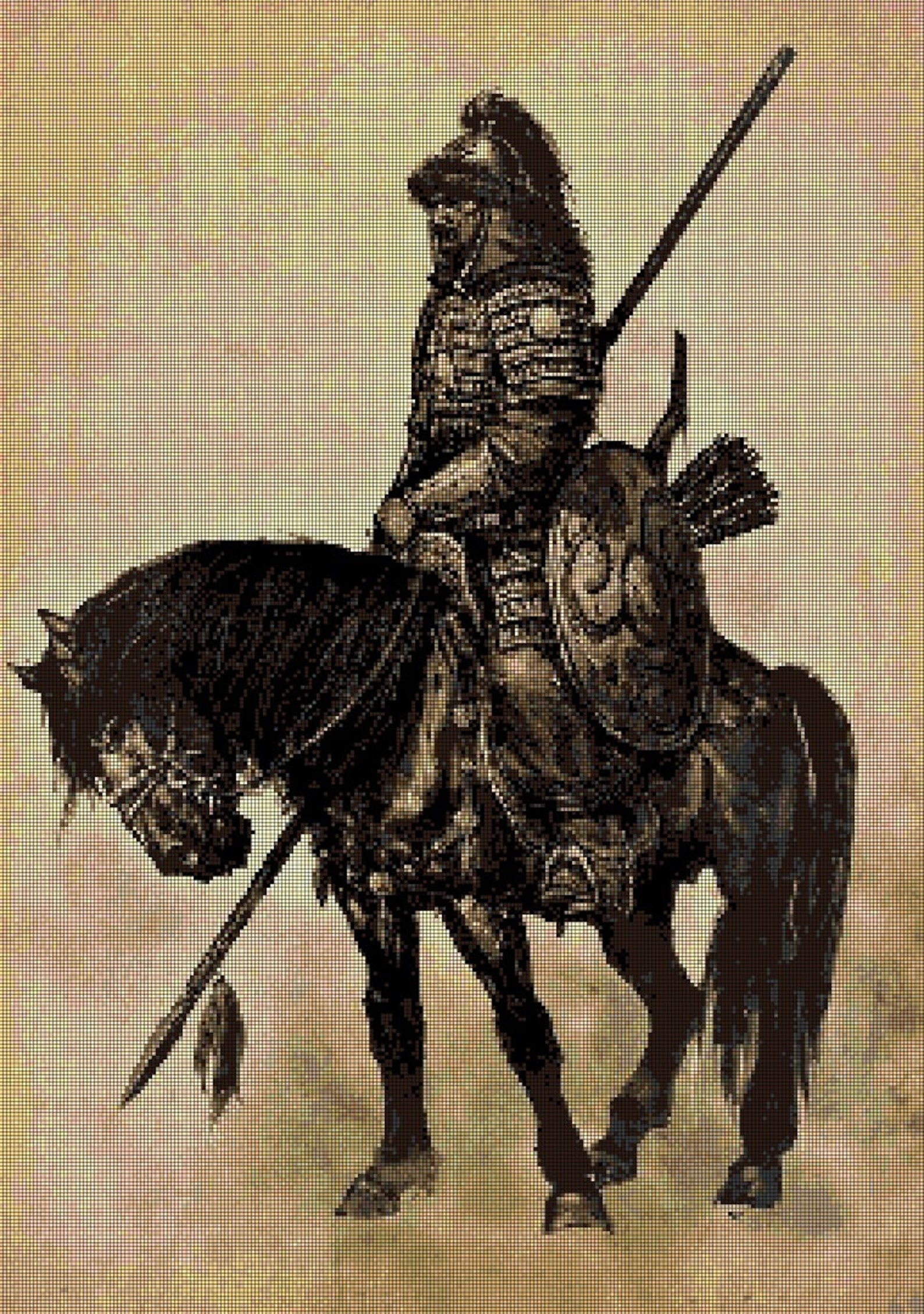 Mongolian Warrior Cross Stitch Pattern in Pdf DMC - Etsy