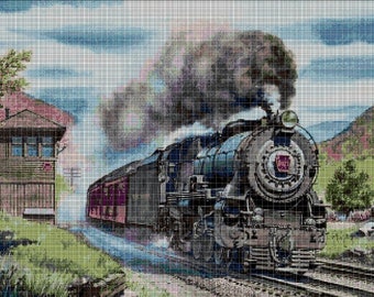 Steam Train Cross Stitch Pattern PDF, Printable Counted Cross Stitch ...