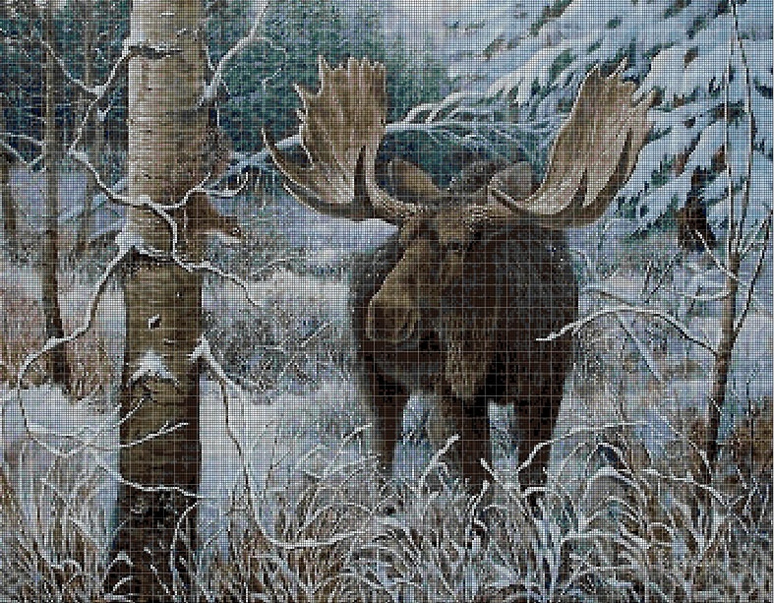 Moose Cross Stitch Pattern in Pdf DMC - Etsy