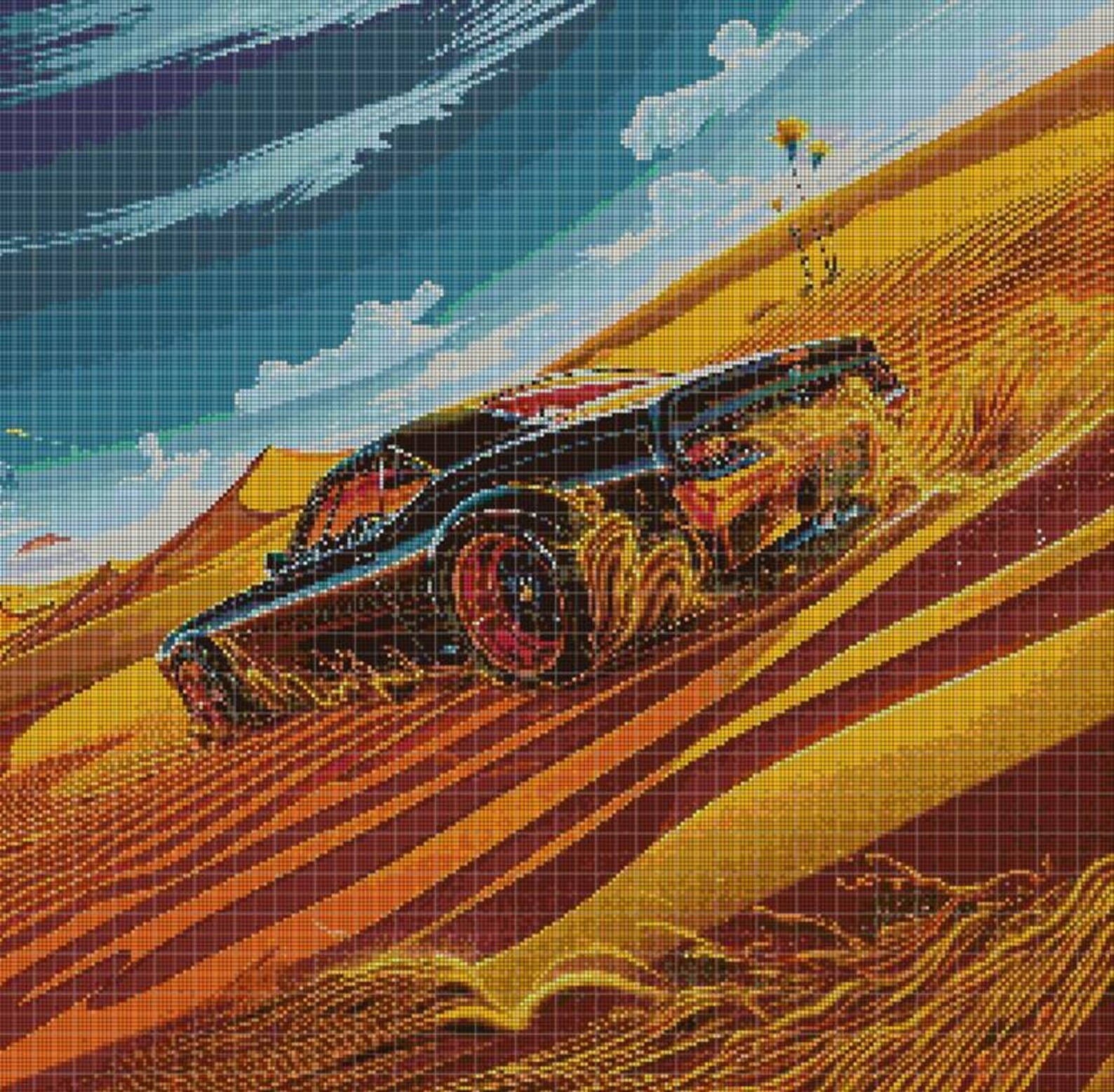 Desert Racing Car Cross Stitch Pattern in Pdf DMC - Etsy