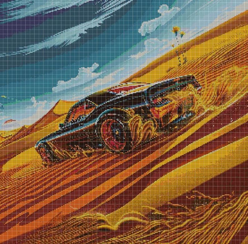 Desert Racing Car Cross Stitch Pattern in Pdf DMC - Etsy