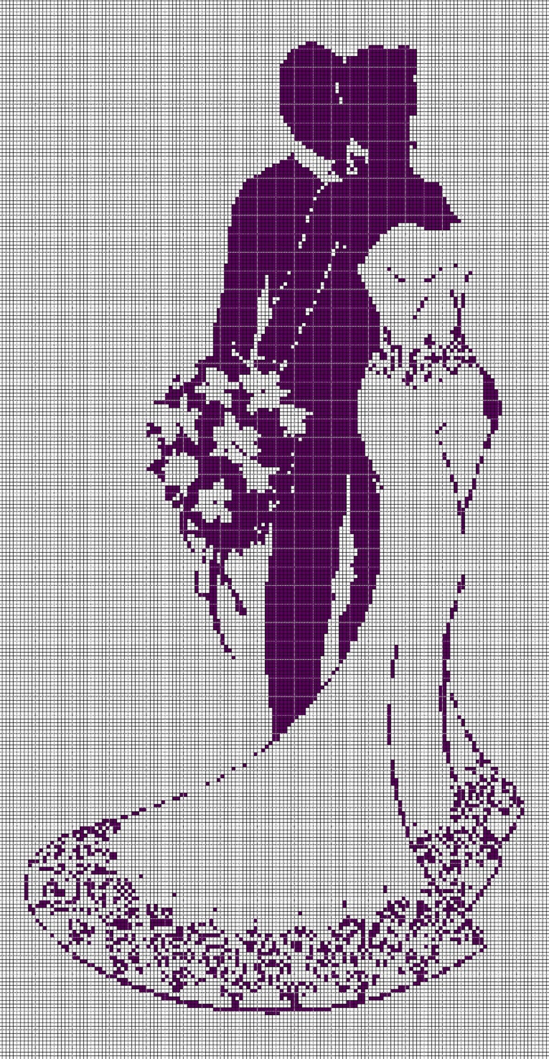 Wedding Couple Silhouette Cross Stitch Pattern in Pdf - Etsy