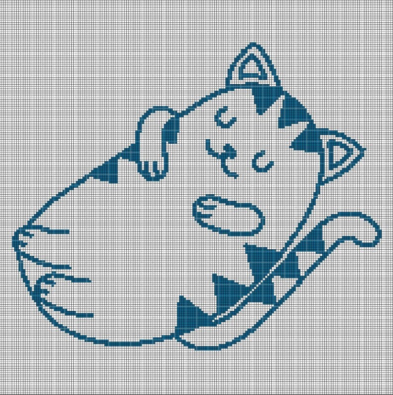 Sleeping Cat Silhouette Cross Stitch Pattern in Pdf - Etsy