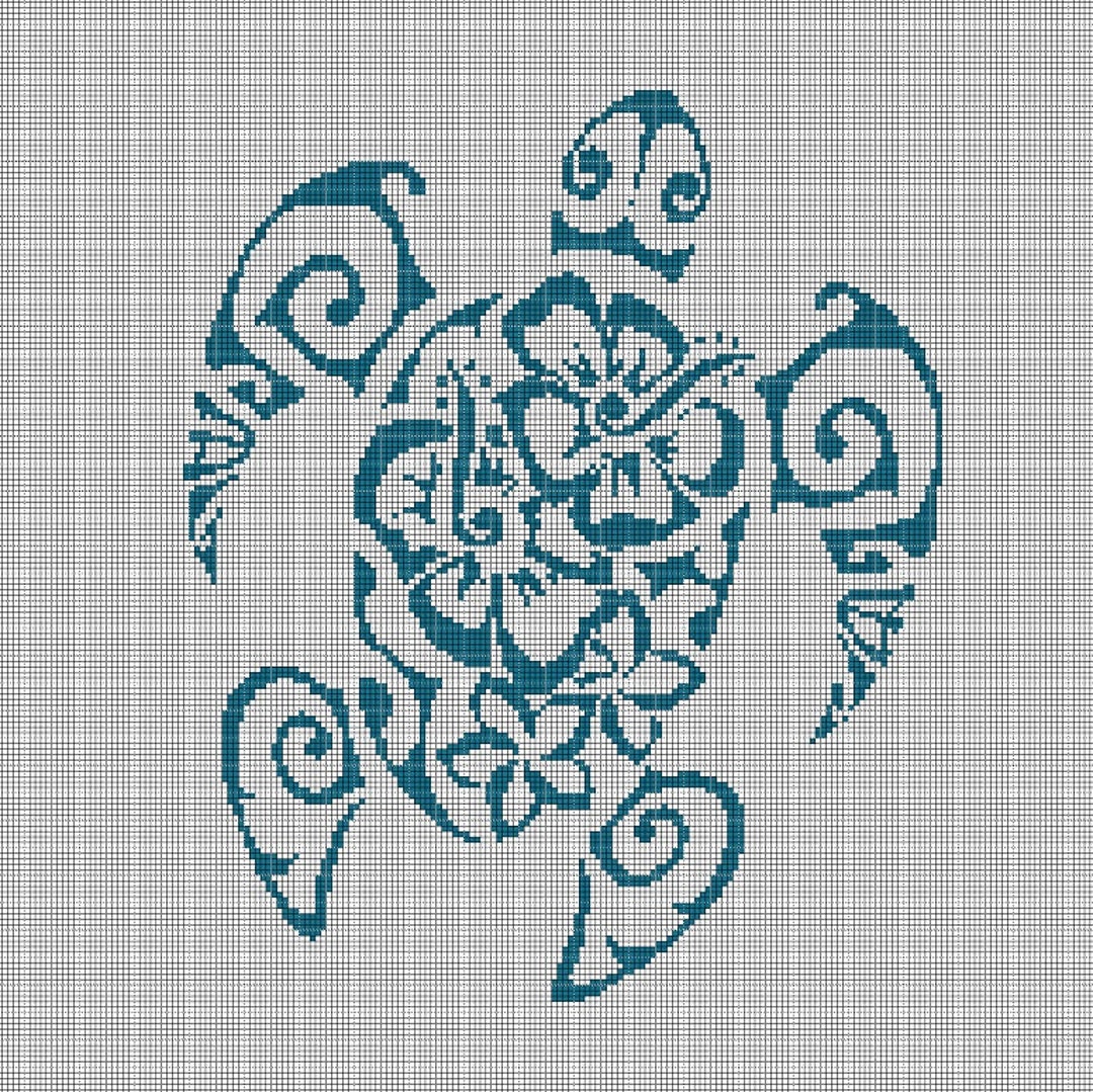 Art Turtle Silhouette Cross Stitch Pattern in Pdf - Etsy