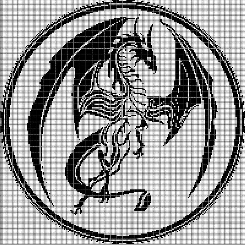 Black Dragon 2 Silhouette Cross Stitch Pattern in Pdf - Etsy