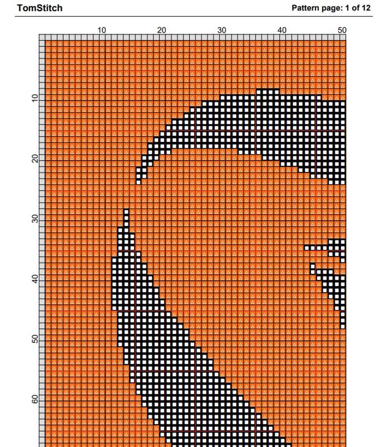 Orange Flower Silhouette Cross Stitch Pattern in Pdf - Etsy