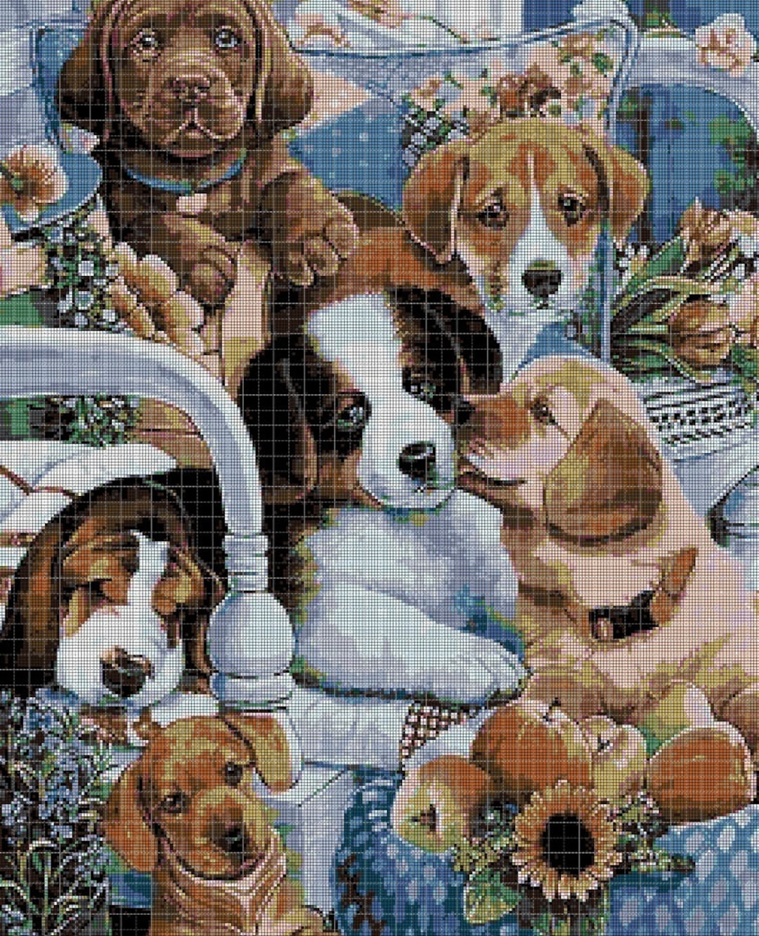 Dogs 2 Cross Stitch Pattern in Pdf DMC - Etsy