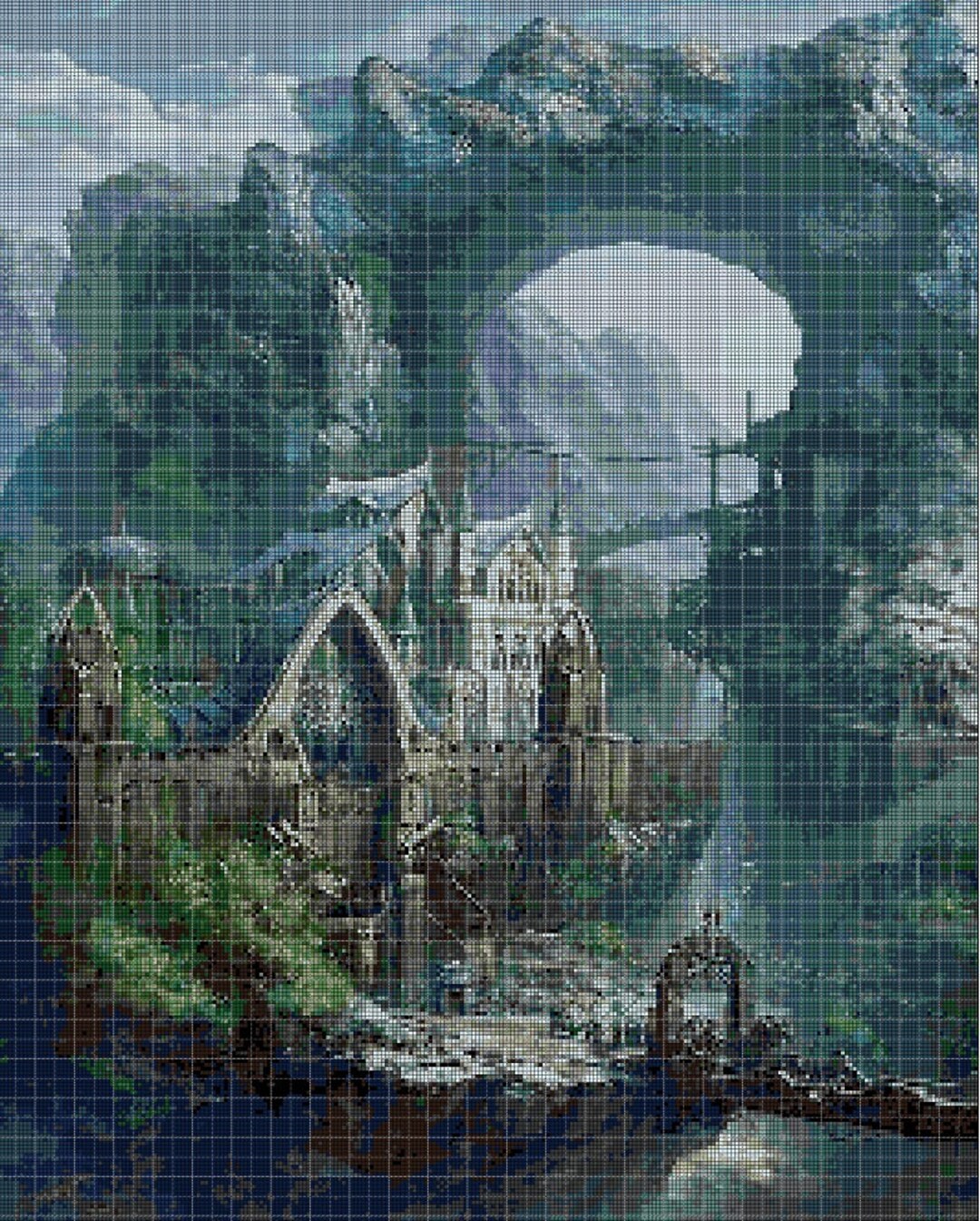 Castle on the Rock Cross Stitch Pattern in Pdf DMC - Etsy