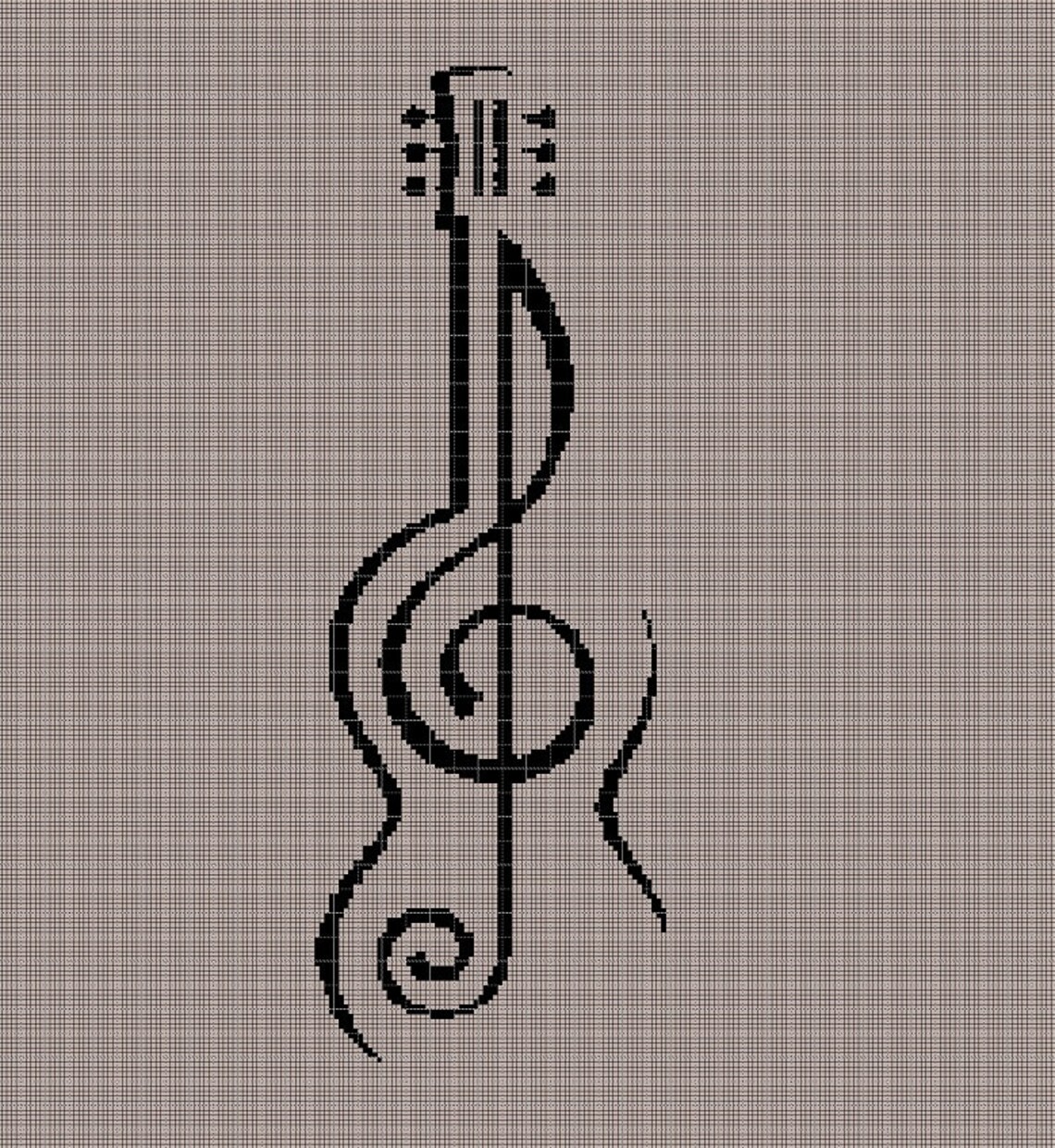 Violin and Violin Key Silhouette Cross Stitch Pattern in Pdf - Etsy