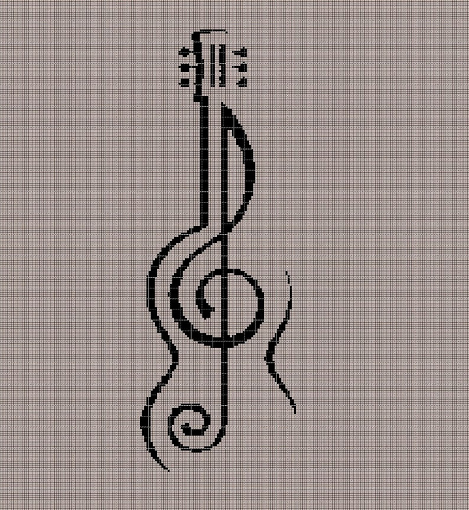 Violin and Violin Key Silhouette Cross Stitch Pattern in Pdf - Etsy