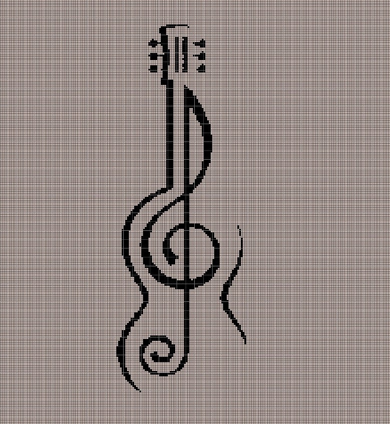 Violin and Violin Key Silhouette Cross Stitch Pattern in Pdf - Etsy