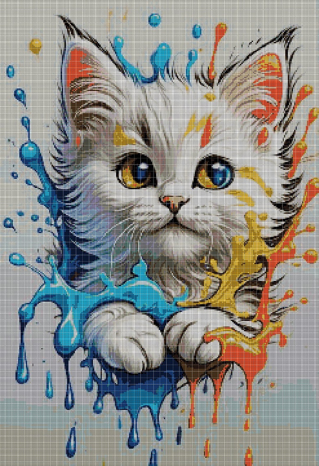 Kitten in Color Cross Stitch Pattern in Pdf DMC - Etsy