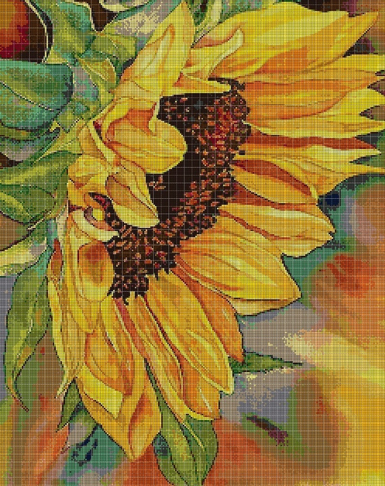 Sunflower Cross Stitch Pattern in Pdf DMC - Etsy