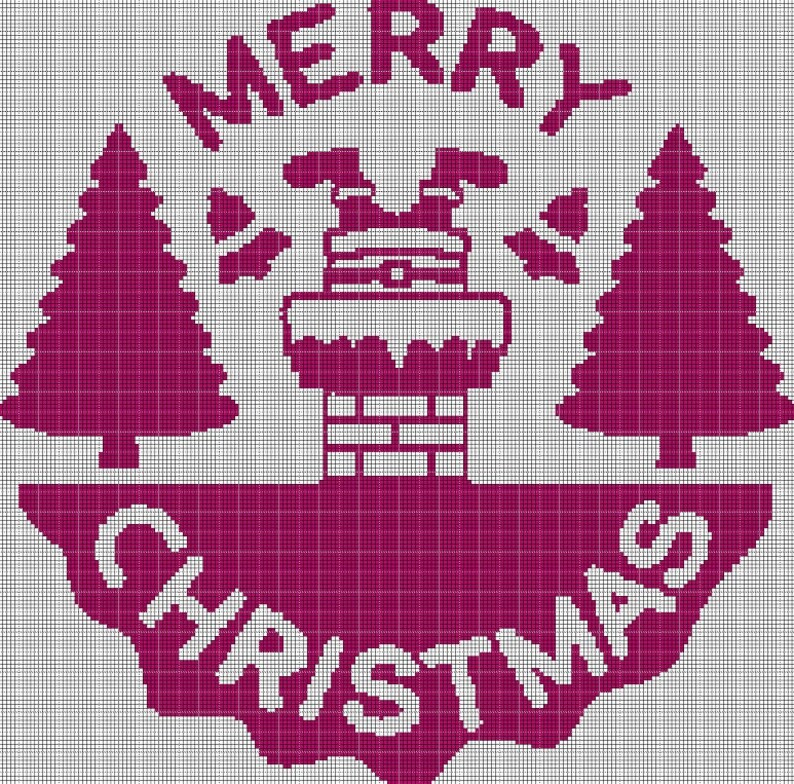 Merry Christmas 2 Silhouette Cross Stitch Pattern in Pdf - Etsy